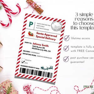 EDITABLE Santa Delivery Label, Christmas Box Label Template, Elf Mail ...