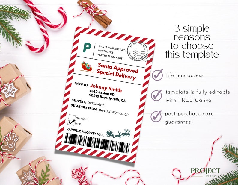 EDITABLE Santa Delivery Label Christmas Box Label Template - Etsy