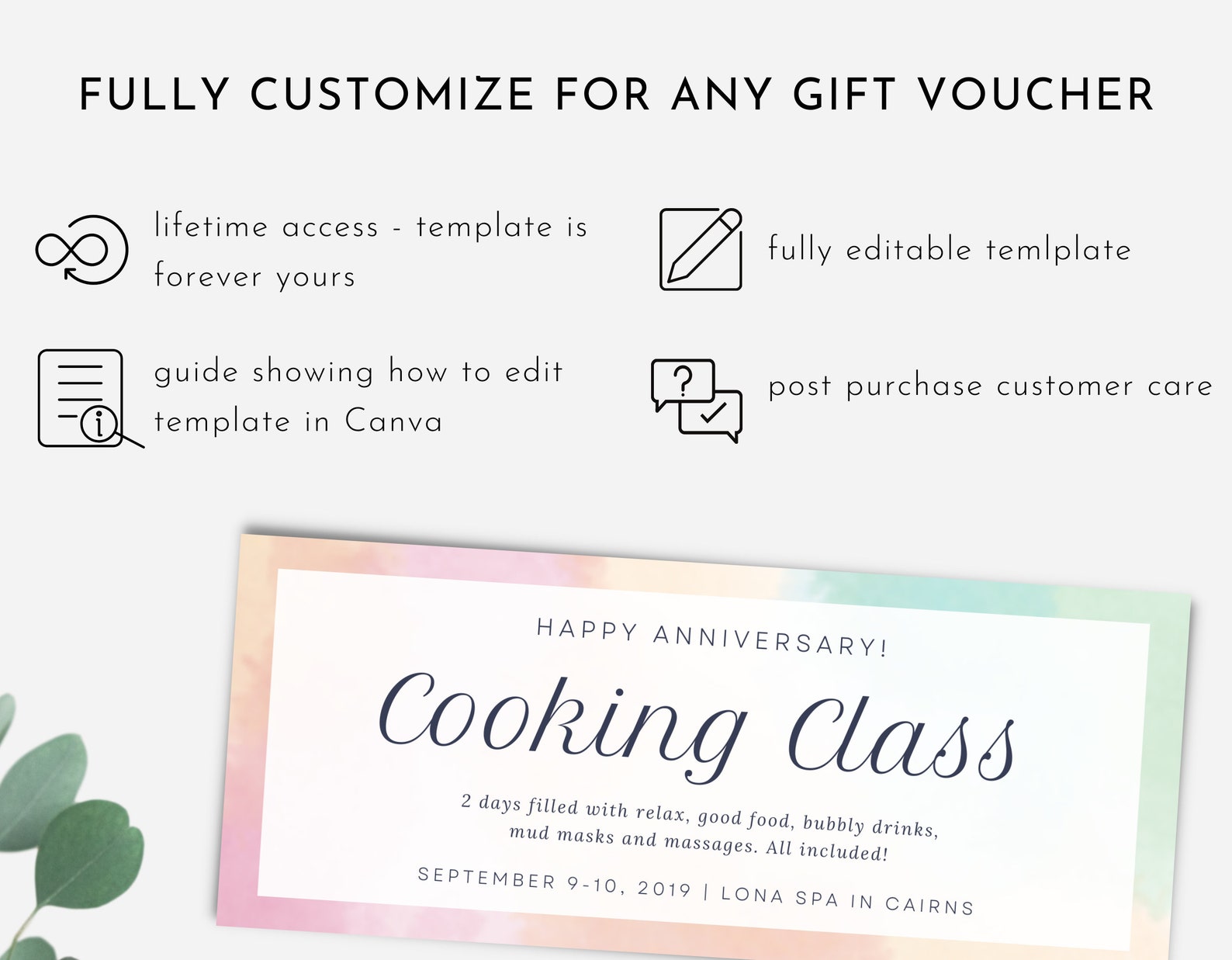 Pastel Gift Voucher Template, INSTANT DOWNLOAD, Editable Coupon ...