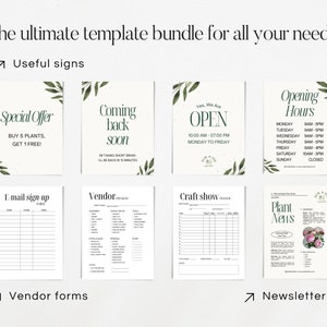 Plant Shop Signs Bundle Vendor Plant Business Template Garden Social ...