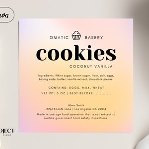 Cottage Food Label Template to Edit in Canva, Ingredient Label in Peach ...