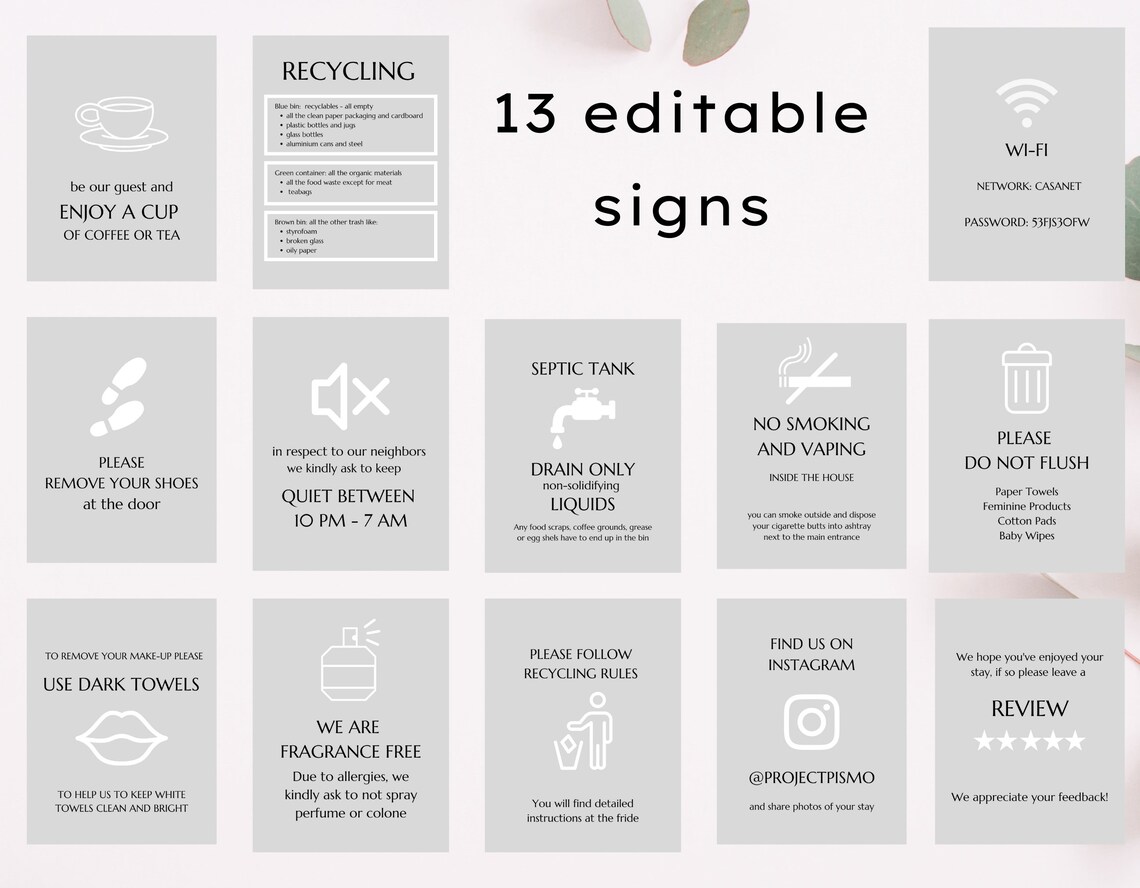 Welcome and House Rules Template for Airbnb Elegant | Etsy