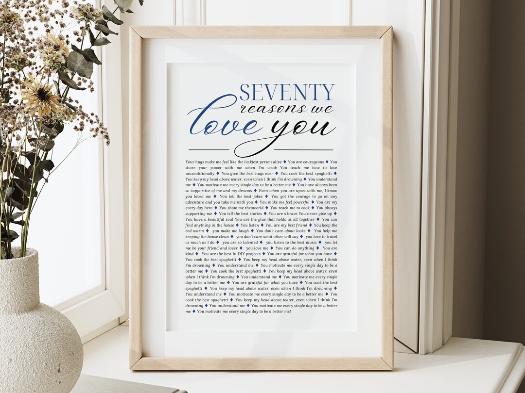 70 Reasons We Love You - Printable Poster That is a Great Last Minute ...
