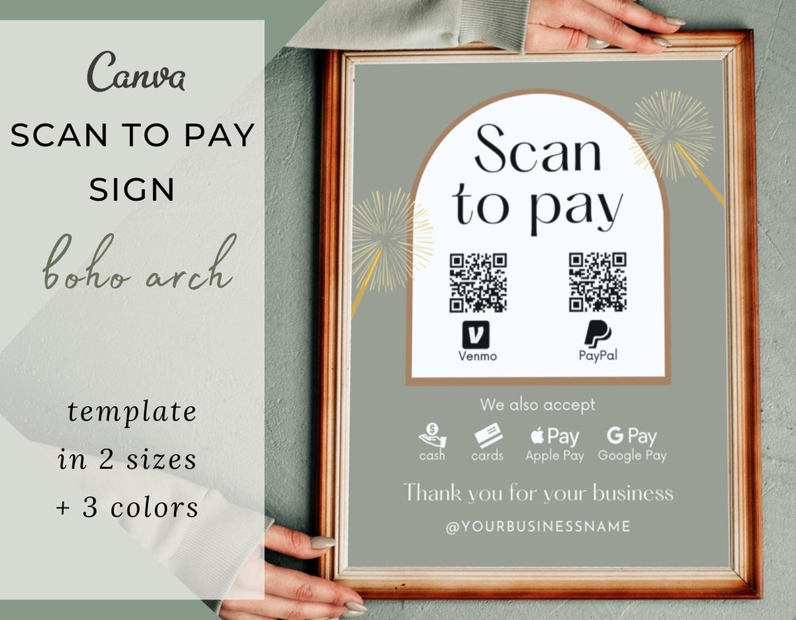 Scan to Pay Sign Printable Poster for Contactless Payments - Etsy