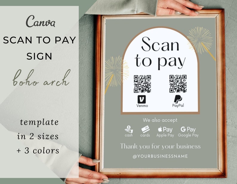 Scan to Pay Sign Printable Poster for Contactless Payments - Etsy