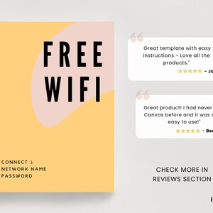 Modern Minimalistic WIFI Password Sign Template With QR Code, Scan to ...