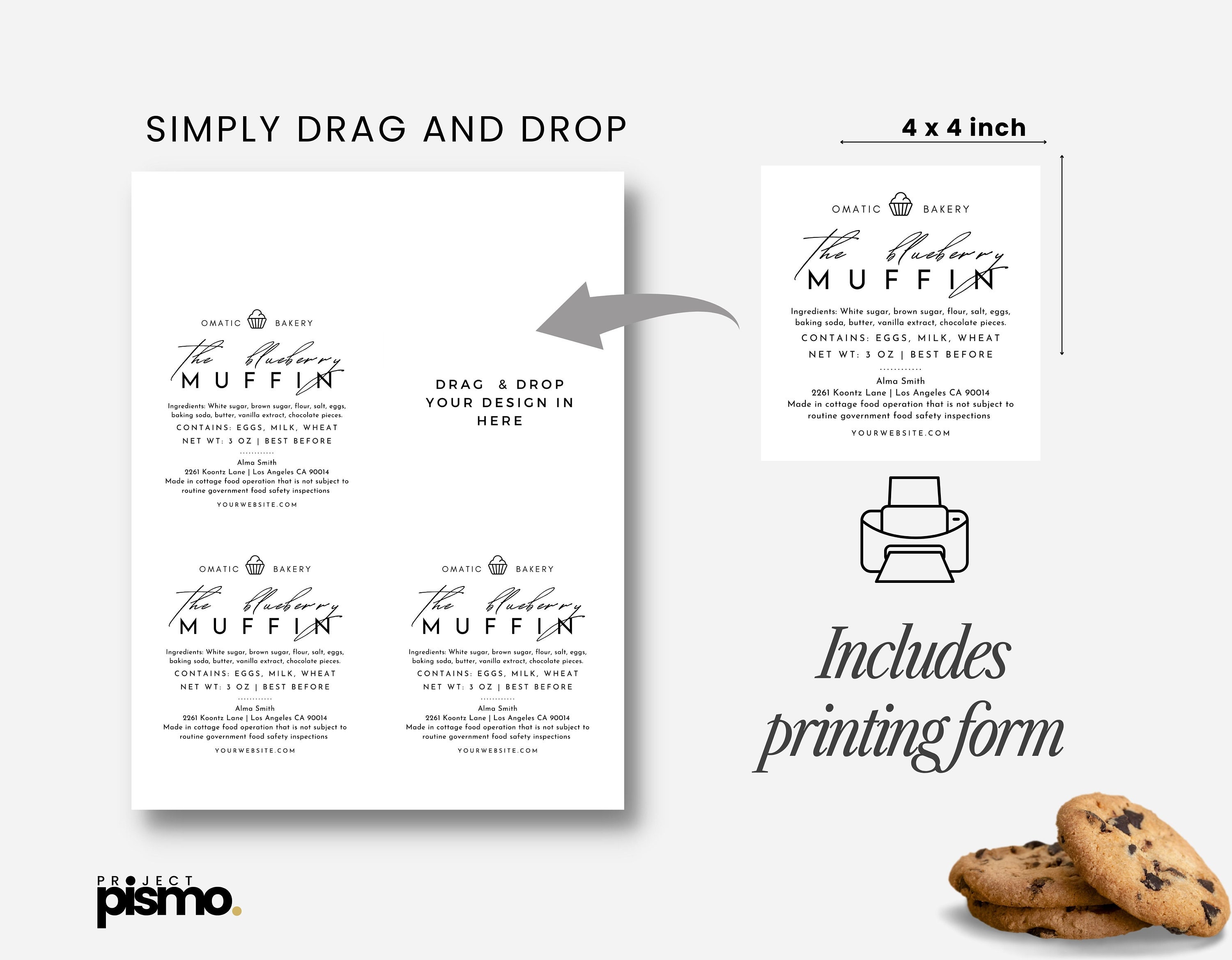 Editable Minimalist Cottage Food Label Template (4x4, US Letter) - Etsy