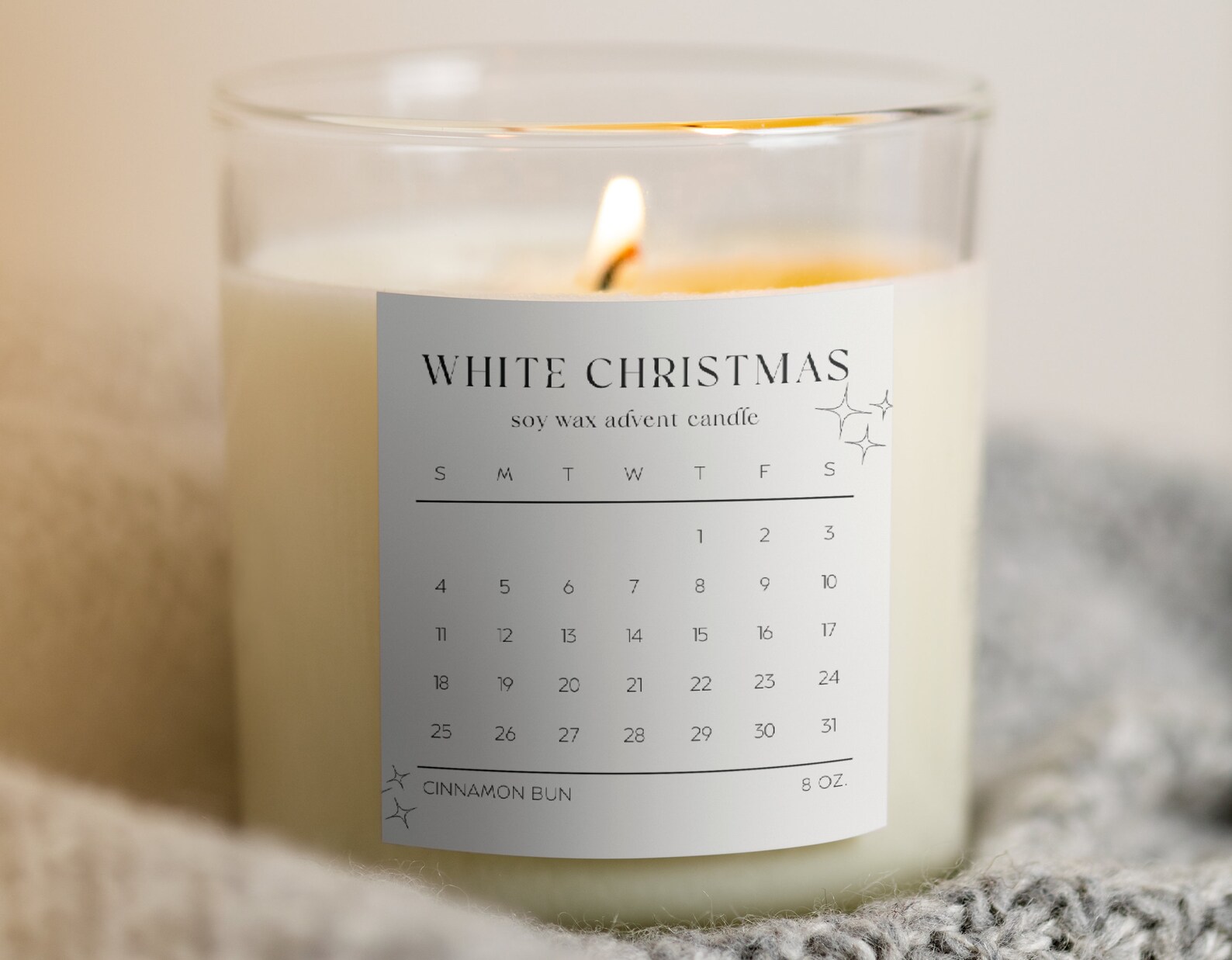 Advent Calendar Candle Label Template, Holidays Candle Sticker With ...