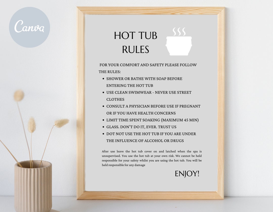 Hot Tub & Pool Rules Sign: Airbnb Host Template (editable) - Etsy