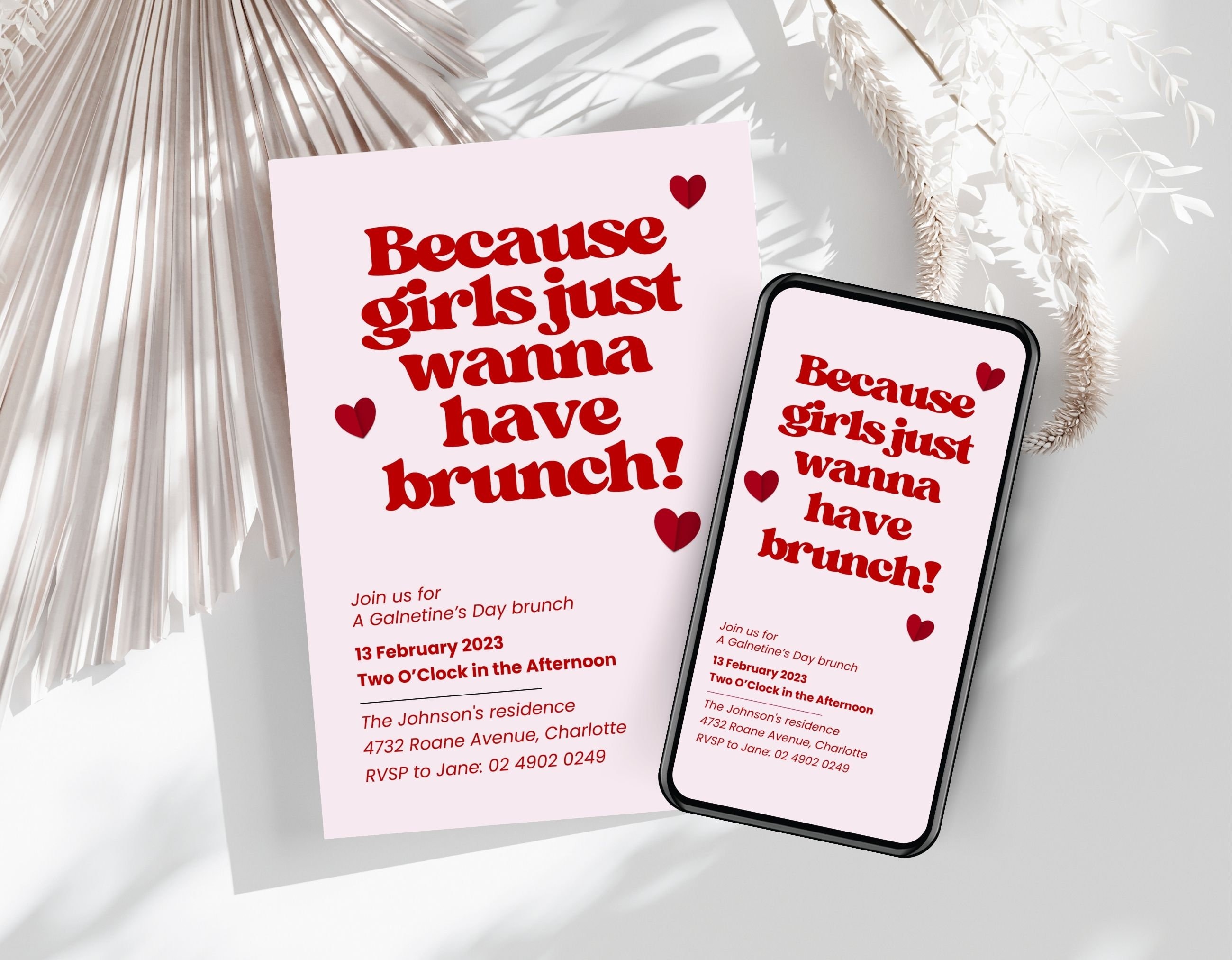 Girls Just Wanna Have Brunch - Funny Galentine’s Party Invitation ...