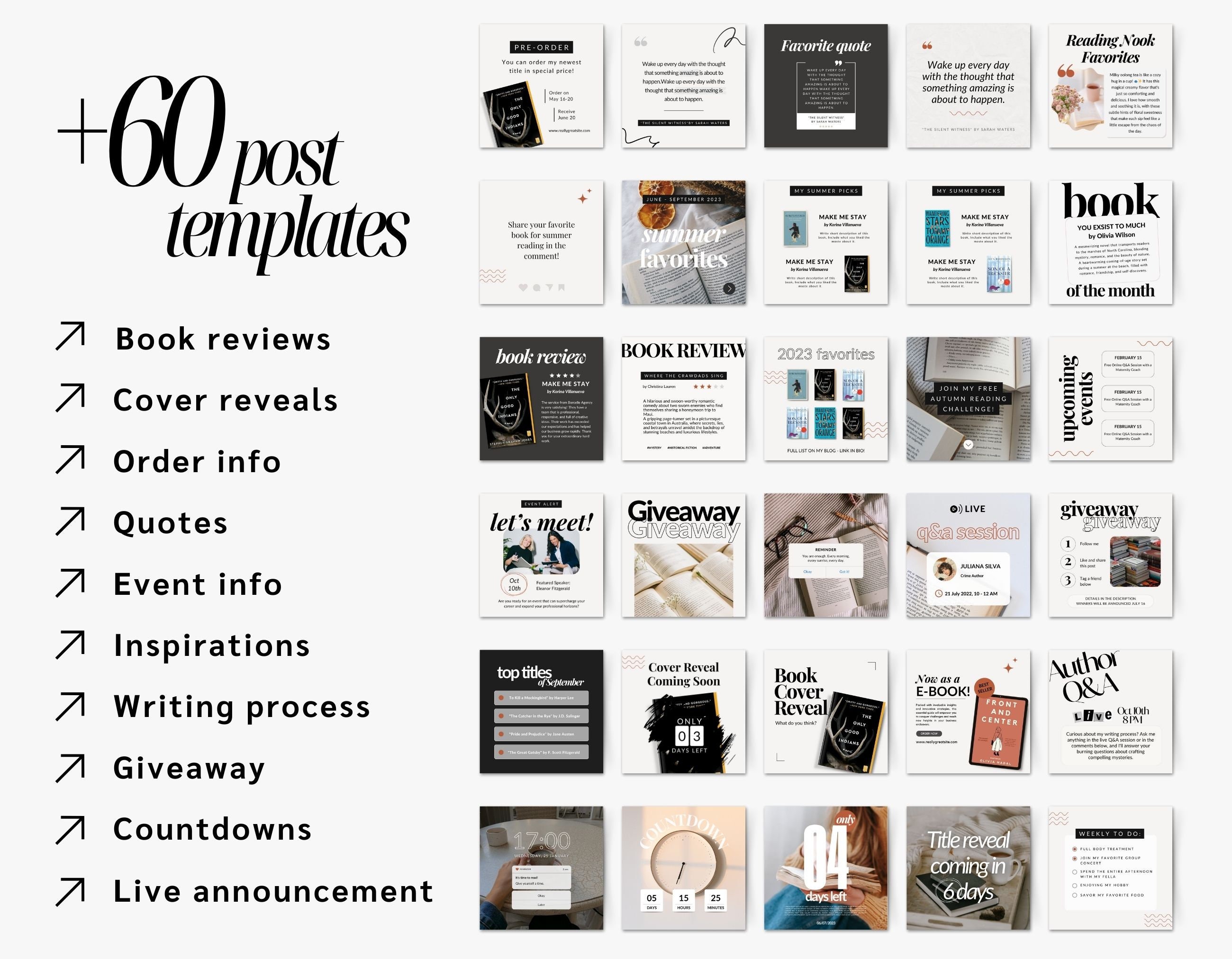 Social Media Templates for Authors, Canva Templates for Instagram Post ...