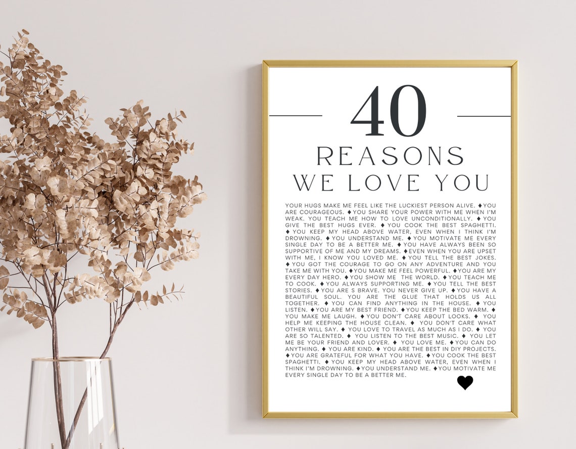 40 Reasons We Love You 60 Reasons Why I Love You Printable - Etsy