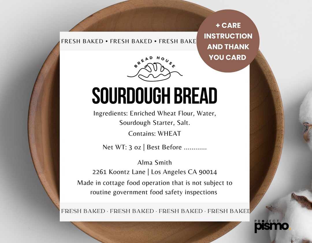 Sourdough Bread Cottage Law Circle Sticker Template, Customizable Print ...