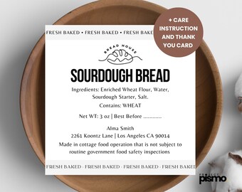 Sourdough Bread Cottage Law Circle Sticker Template, Customizable Print ...
