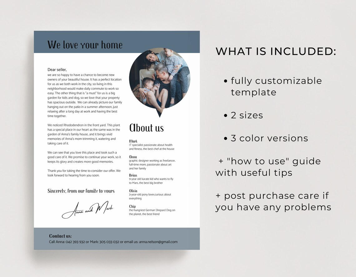 Home Offer Letter Template Letter to Seller Home Offer Cover - Etsy