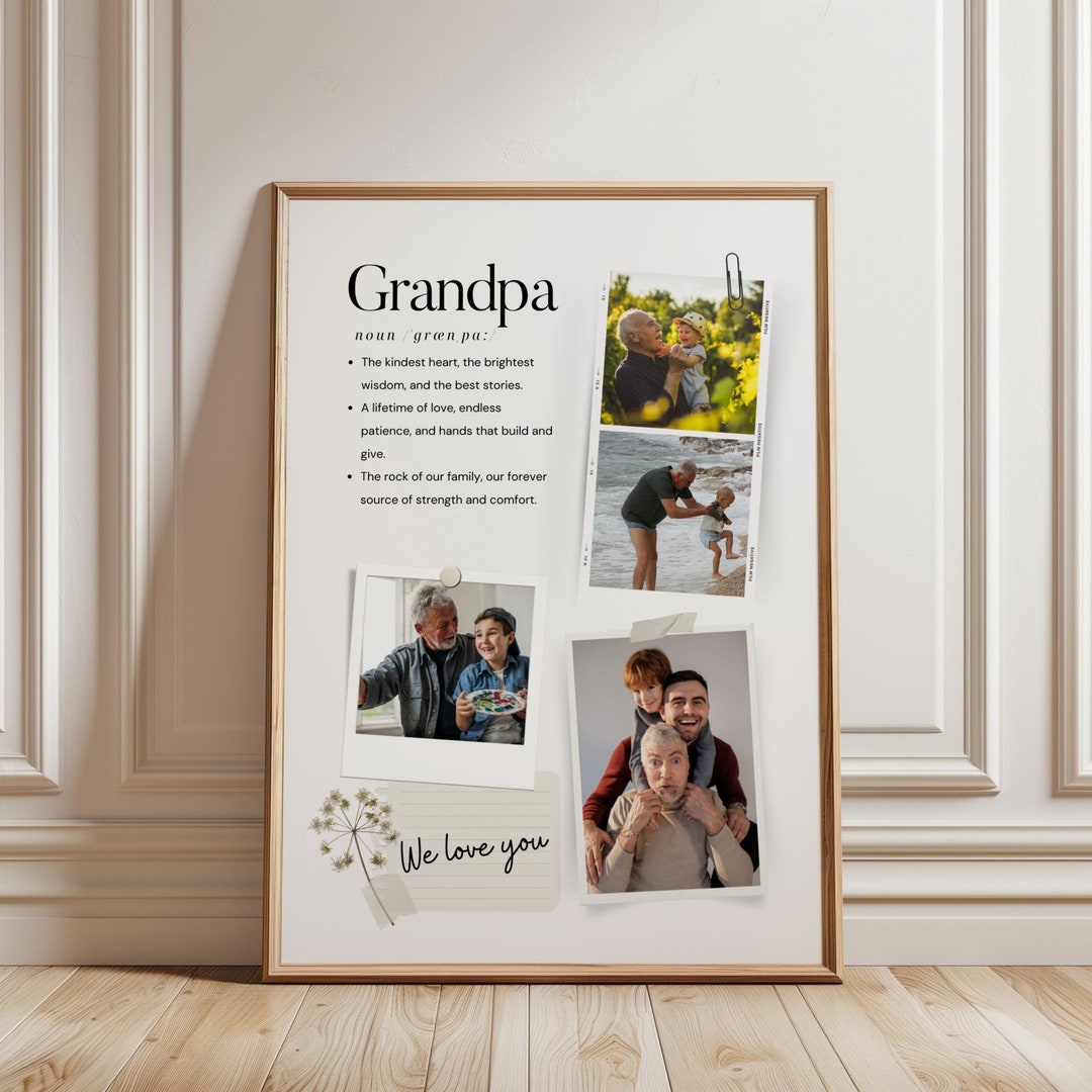 Personalized Grandpa Definition Photo Collage, Custom Grandad Print ...