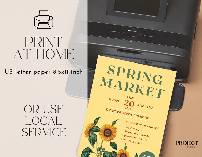 Editable Spring Market Flyer Template: Canva Event Brochure (digital ...