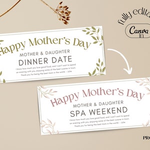 Mom's Favor Voucher Template Editable and Printable, Mum Gift Ticket ...