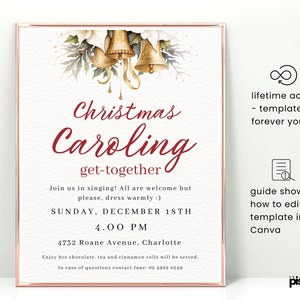 Christmas Caroling Event Invitation, Printable Winter Holiday Carol ...