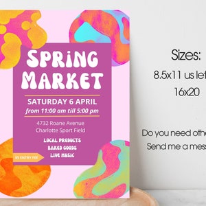 Spring Market Flyer Editable Template, Spring Fling Sign, Community ...