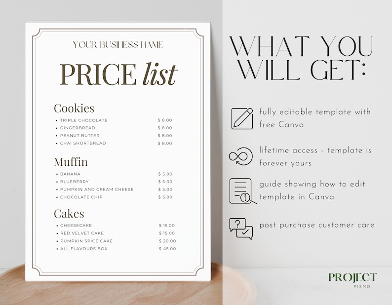 Bakery Price List Template Home Baked Local Market Menu Home - Etsy