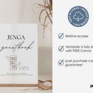 Wedding Jenga Game Sign Simple Jenga Guestbook Sign Jenga Piece With ...