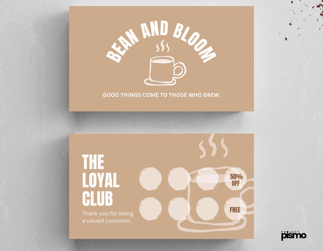 Coffee Shop Loyalty Card Template, Stamp Card Printable Cafe Loyalty ...