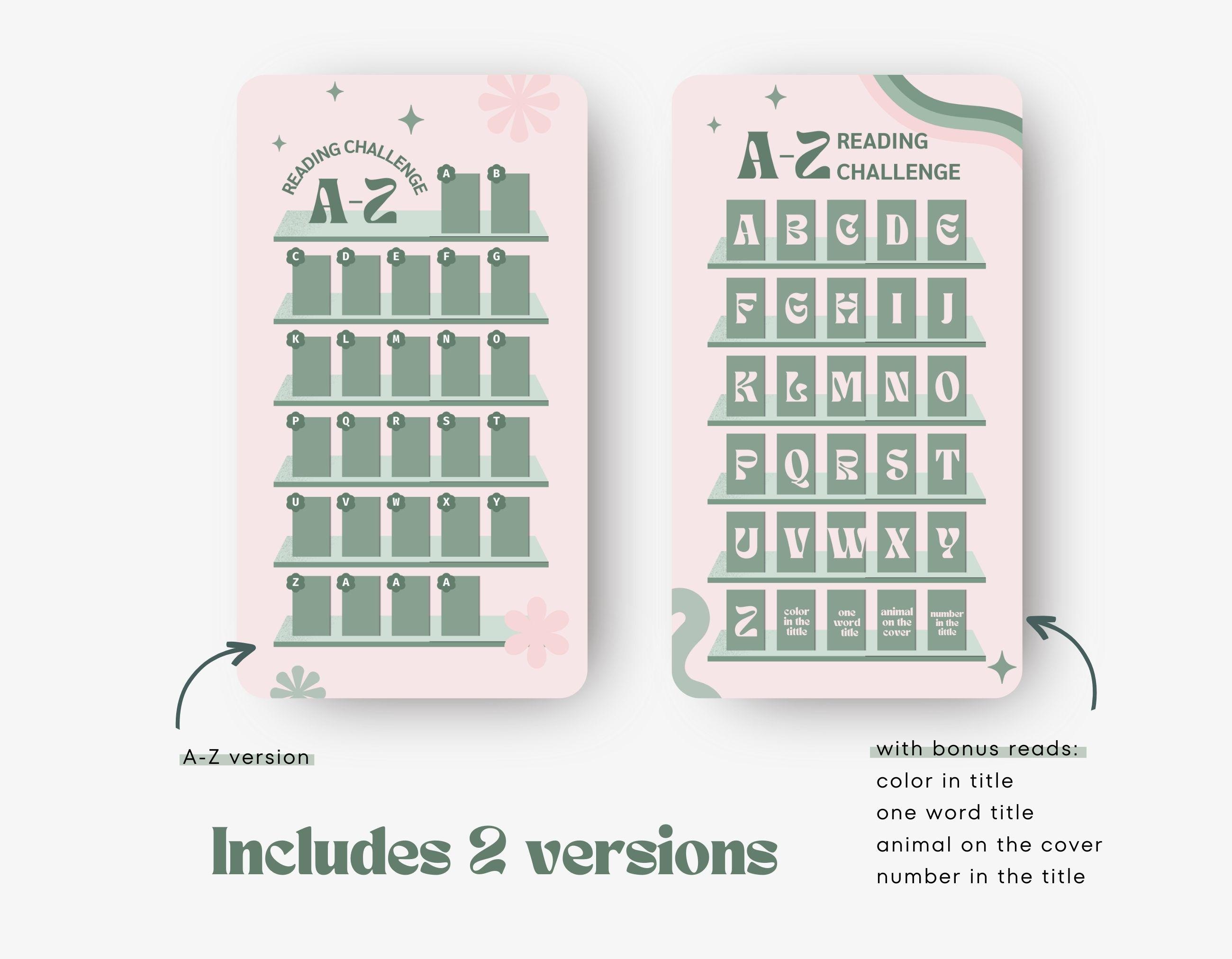 A to Z Book Challenge ABC Alphabet Reading Challenge Template Bookish ...