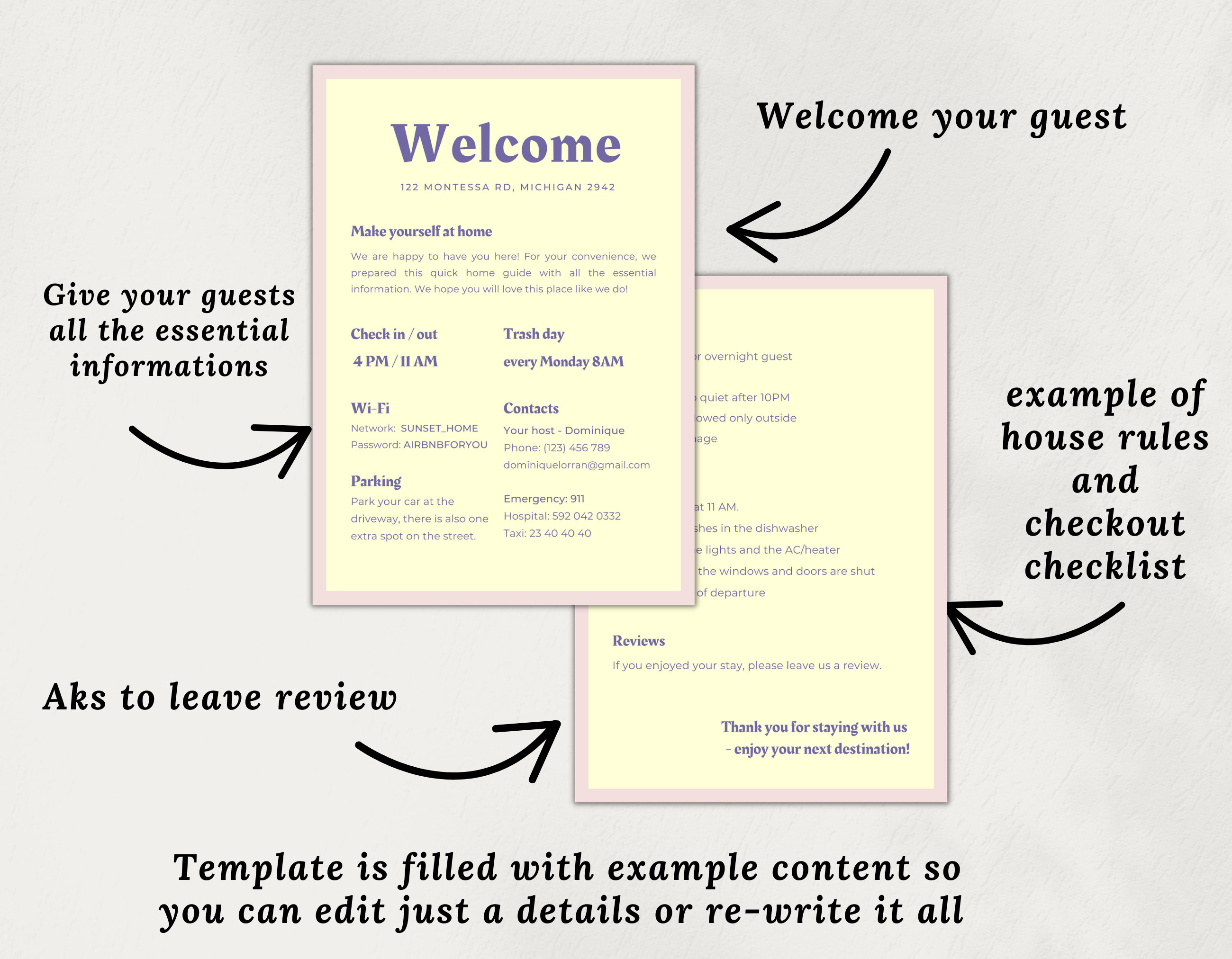 Short Term Rental Welcome Poster Airbnb Sign for Superhost - Etsy