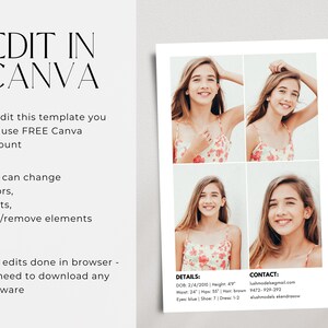 Kids Comp Card, Young Girl or Boy, Teen Model Portfolio, Casting Card ...