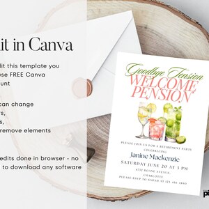 Retirement Cocktail Party Invitation Template: Editable Farewell Invite ...