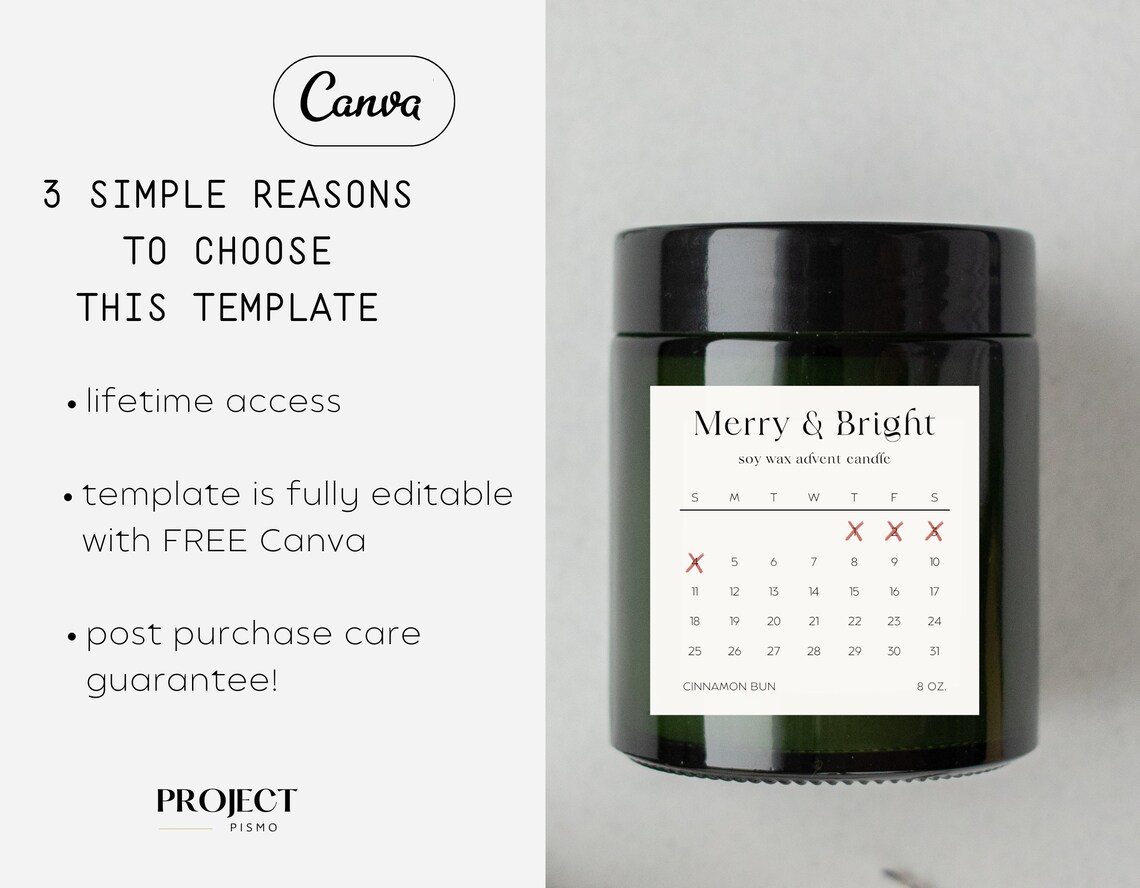 Advent Calendar Candle Label Template Holidays Candle Sticker - Etsy