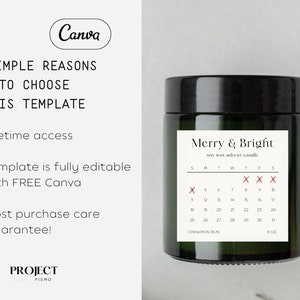 Advent Calendar Candle Label Template, Holidays Candle Sticker With ...