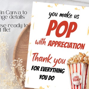 You Make Us Pop With Appreciation, Popcorn Teacher Appreciation Sign ...