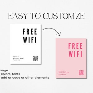 Modern Minimalistic WIFI Password Sign Template With QR Code, Scan to ...