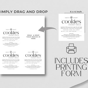 Editable Cookie Label Card Canva Template, Cookie Card Template ...