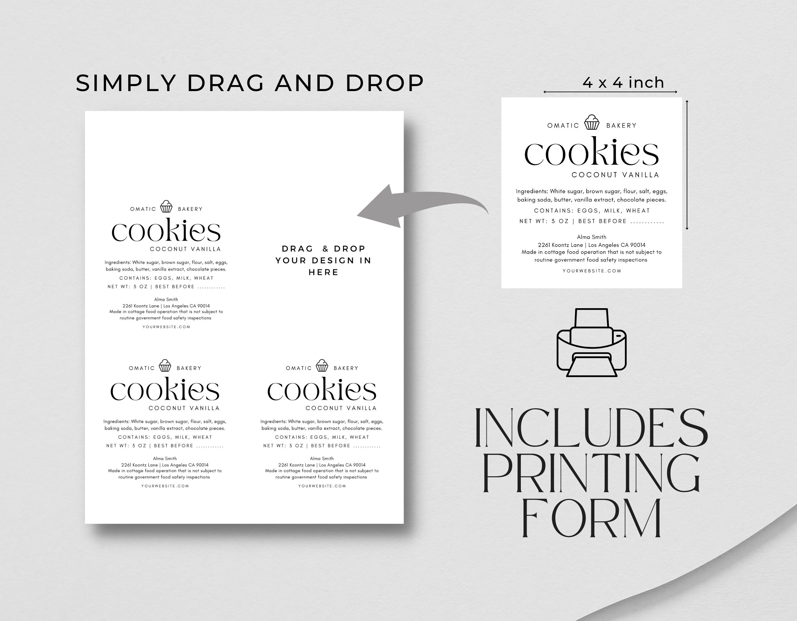 Editable Cookie Label Template: Bakery Business Card (canva) - Etsy