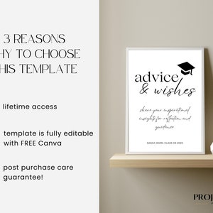 Graduation Advice and Wishes Sign Template, Modern Graduation ...