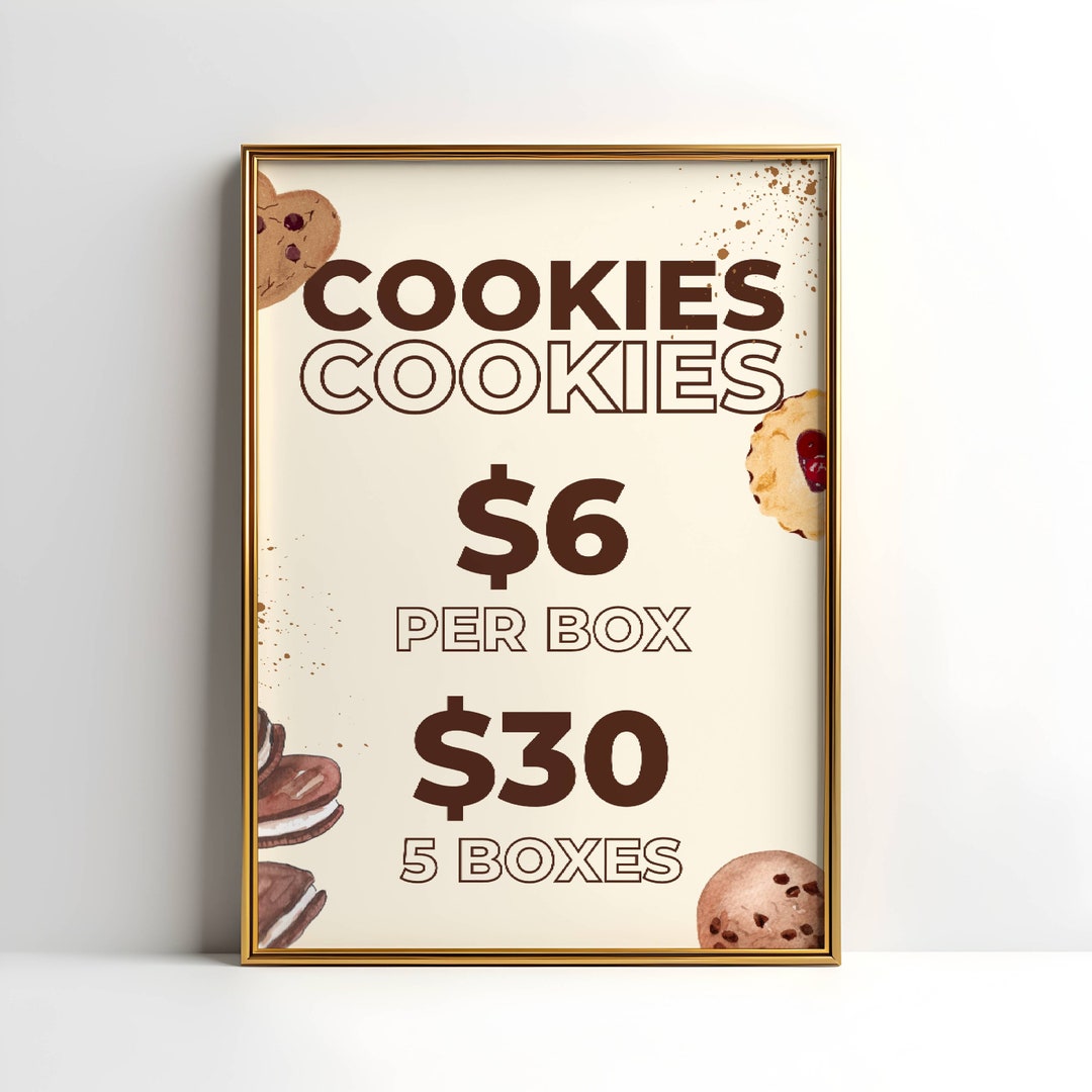Girl Scout Cookie Price Sign for Booth, Editable Template for Cookie ...