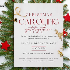 Christmas Carol Party Invite, Christmas Caroling Invitation, Xmas Choir ...
