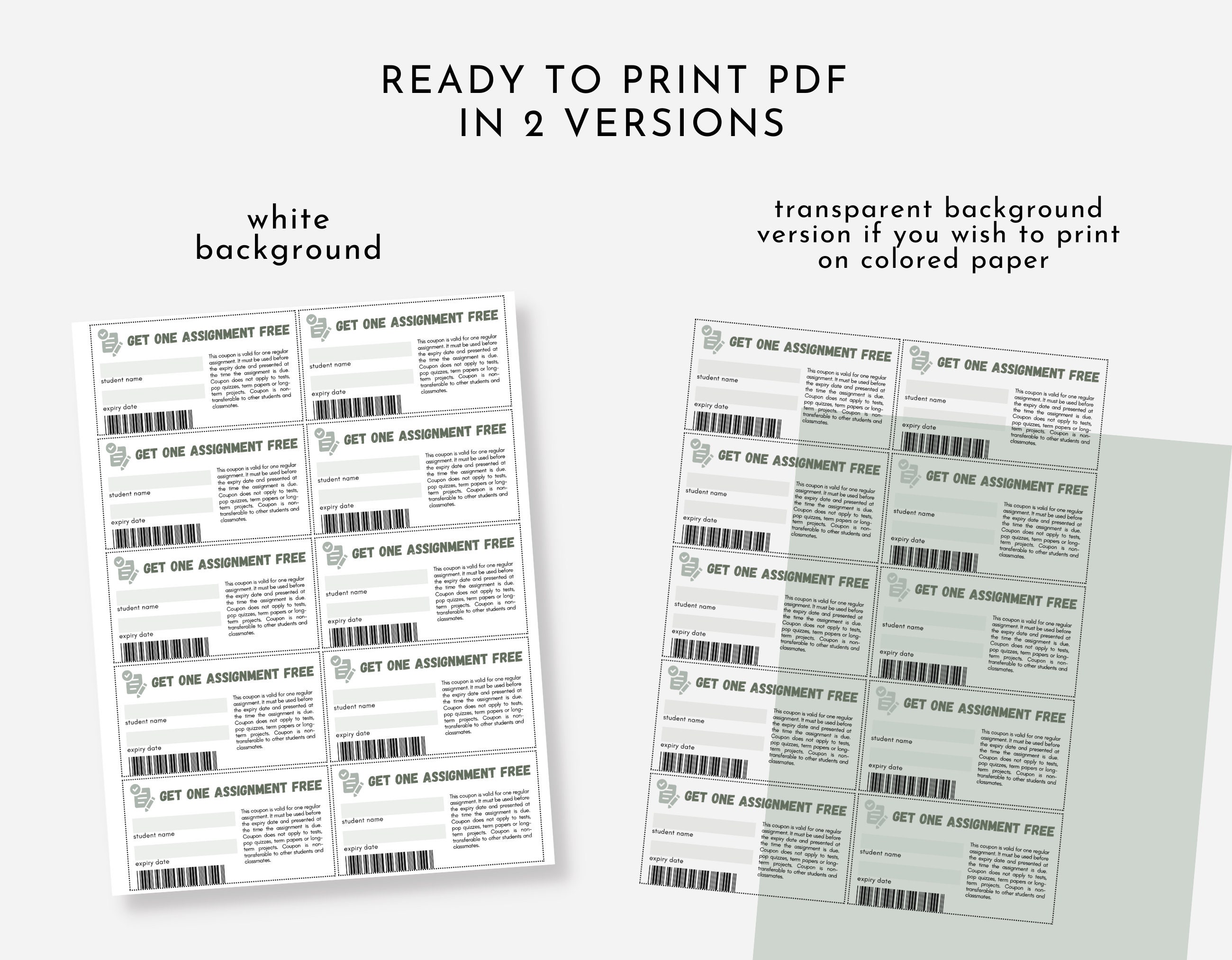 Homework Pass Coupon: One Free Assignment, Classroom Reward (PDF) - Etsy