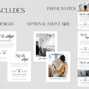 Sip and Shop Invitation Canva Template, Business Sale Event, Shopping ...
