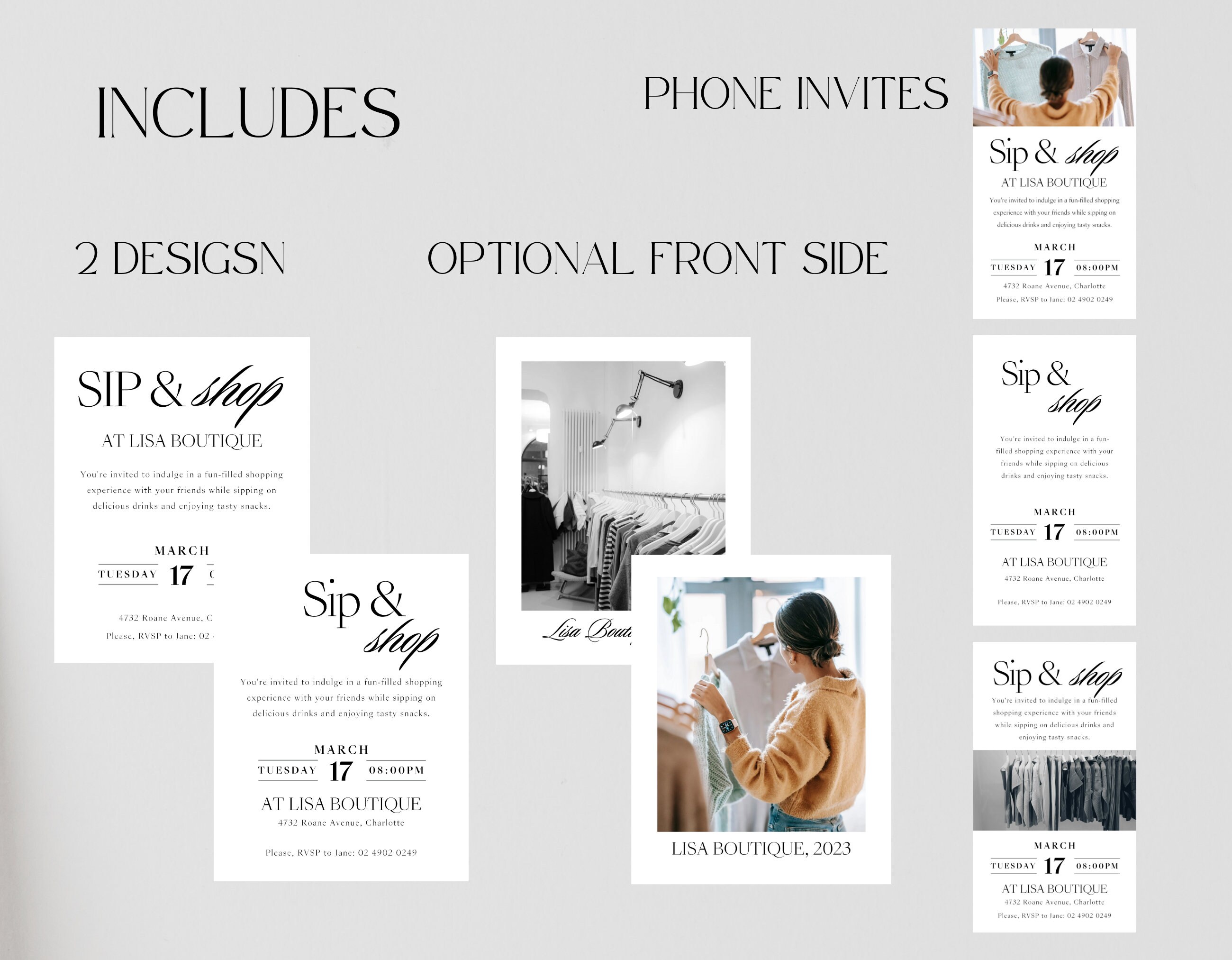Online Minimalist Sip and Shop Invitation Template Editable - Etsy