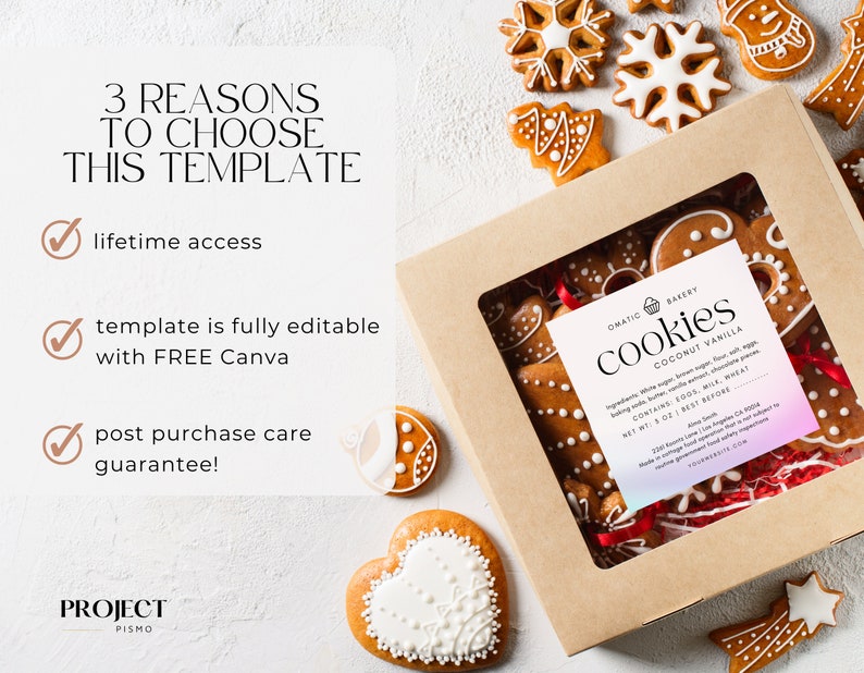 Editable Cookie Label Card Canva Template Cookie Card - Etsy