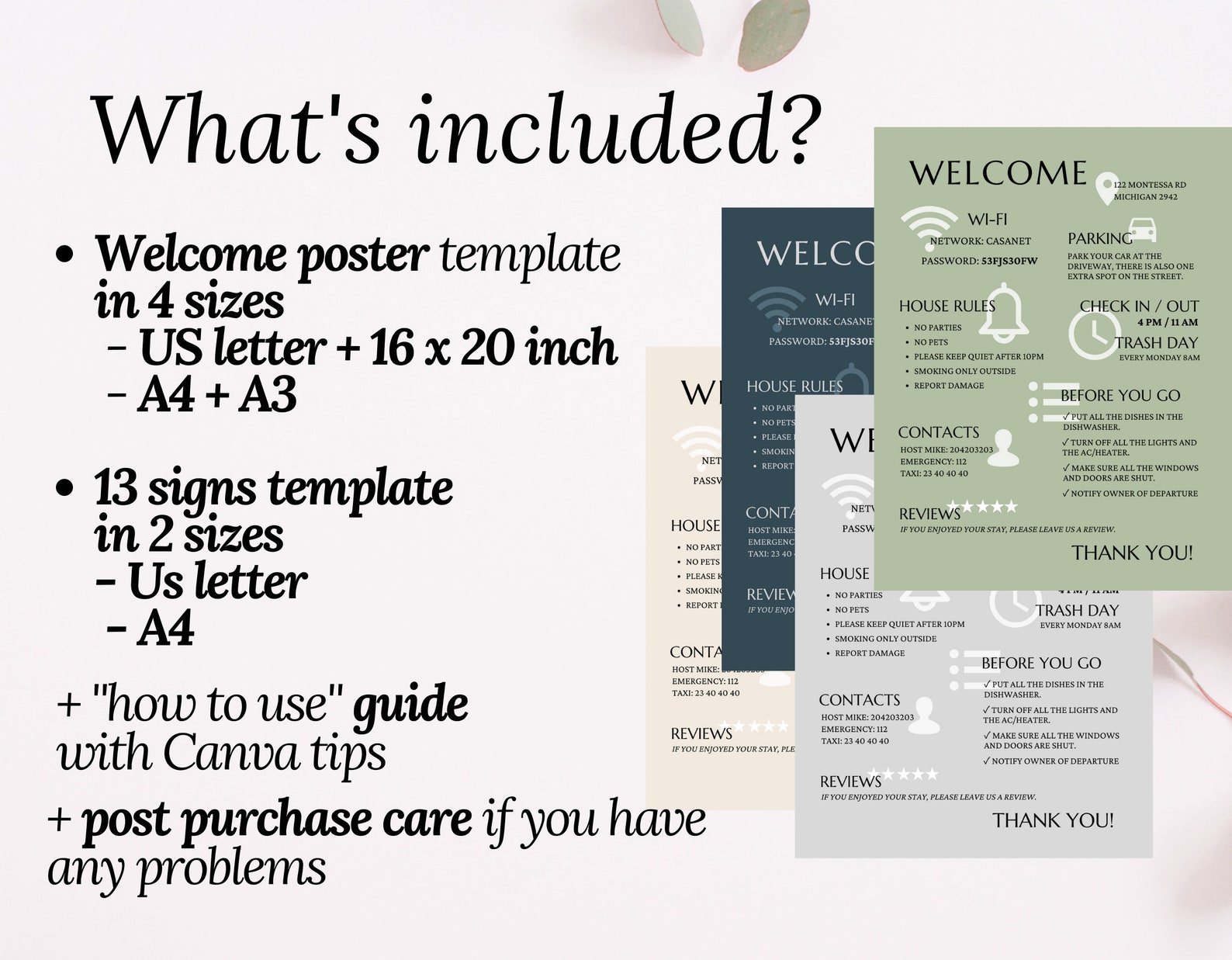 Welcome and House Rules Template for Airbnb Elegant | Etsy