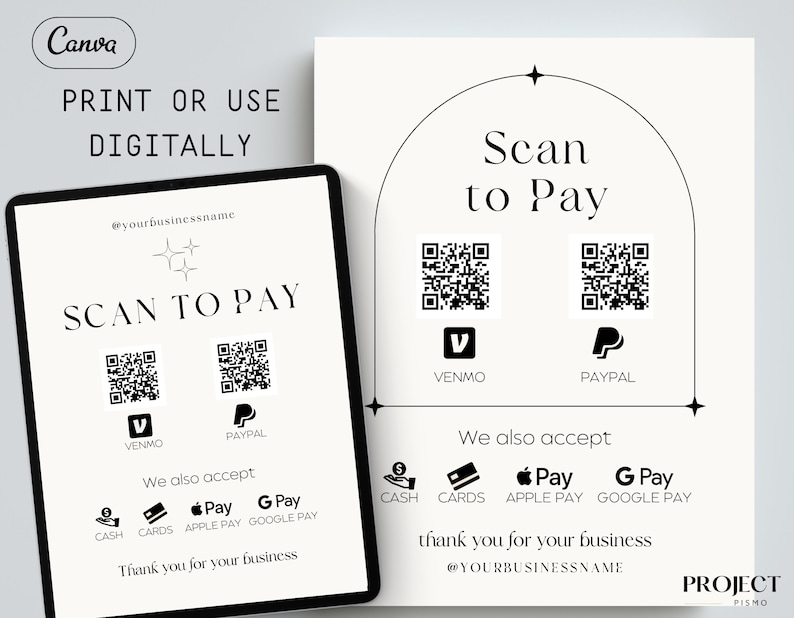 Minimalistic Scan to Pay Sign INSTANT DOWNLOAD Printable QR - Etsy
