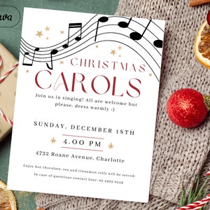Christmas Carol Party Invite, Christmas Caroling Invitation, Xmas Choir ...