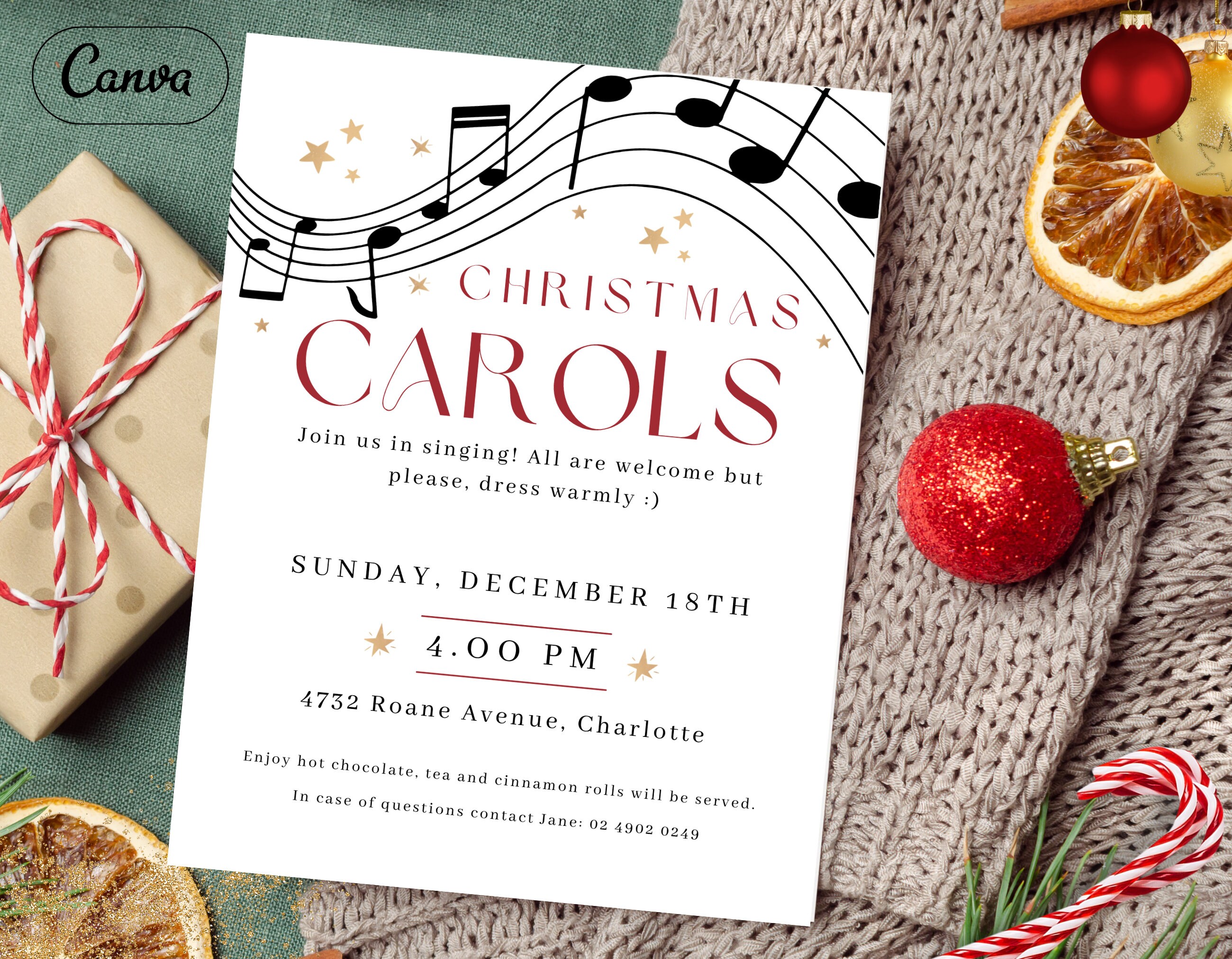 Christmas Carol Party Invite, Christmas Caroling Invitation, Xmas Choir ...