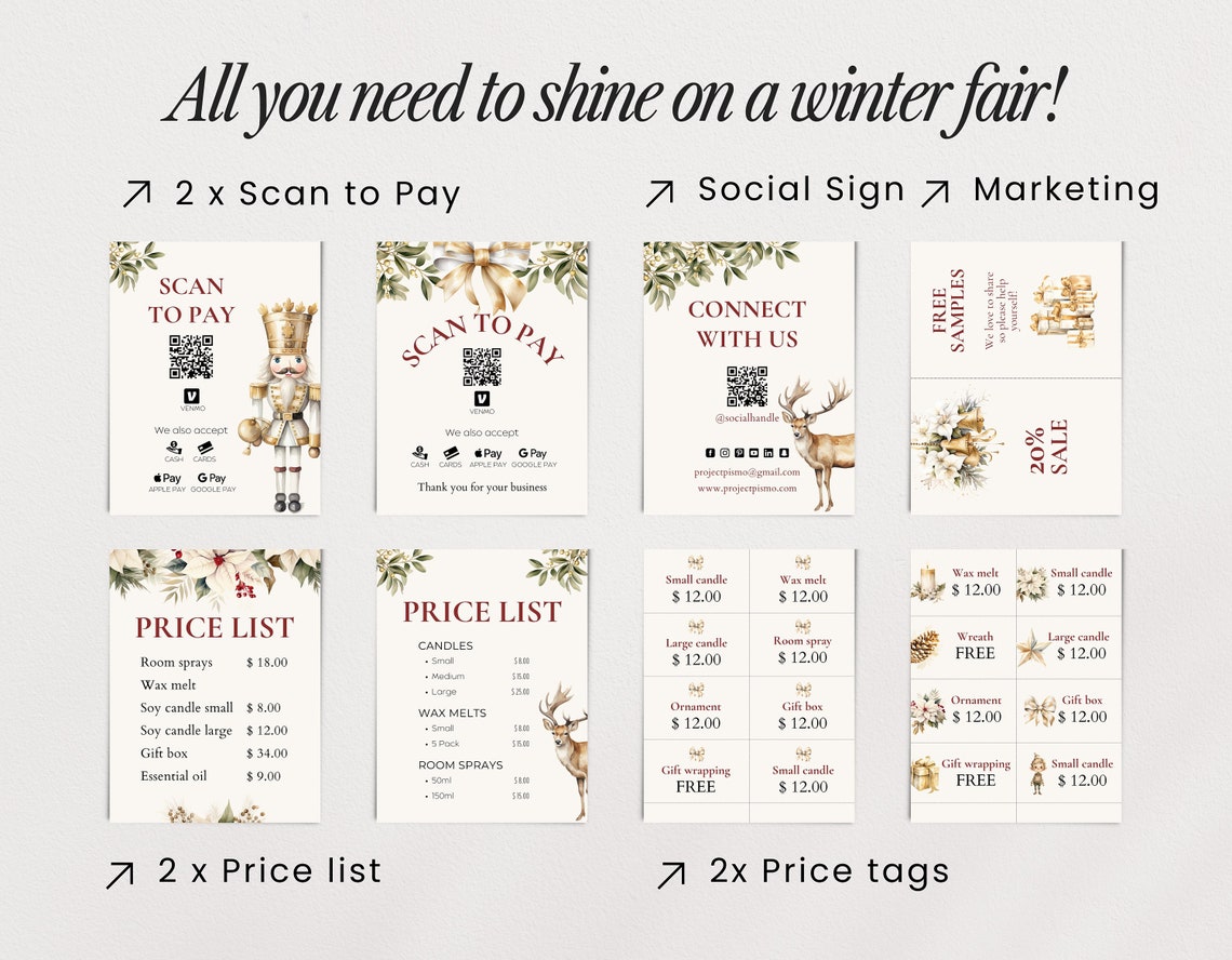 Christmas Market Craft Show Table Top Signs, Stand Display Bundle Canva ...