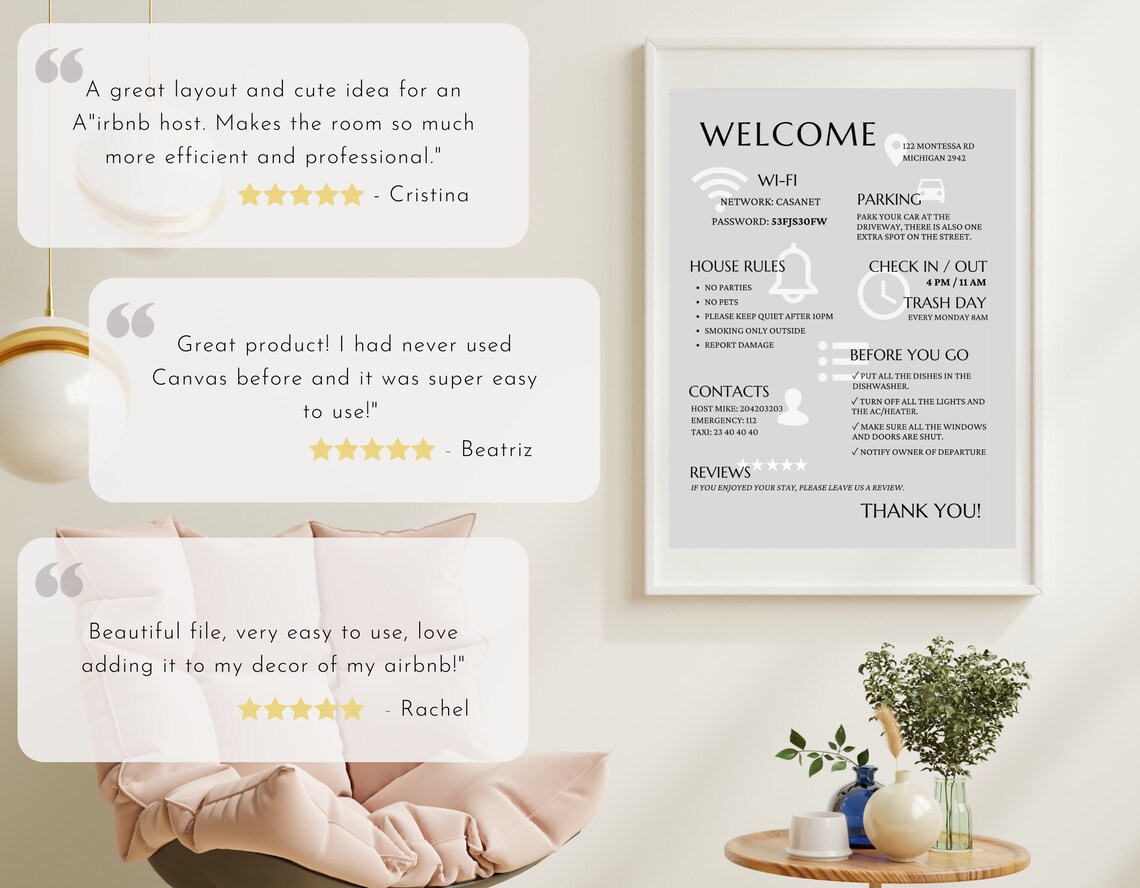 Welcome and House Rules Template for Airbnb Elegant - Etsy